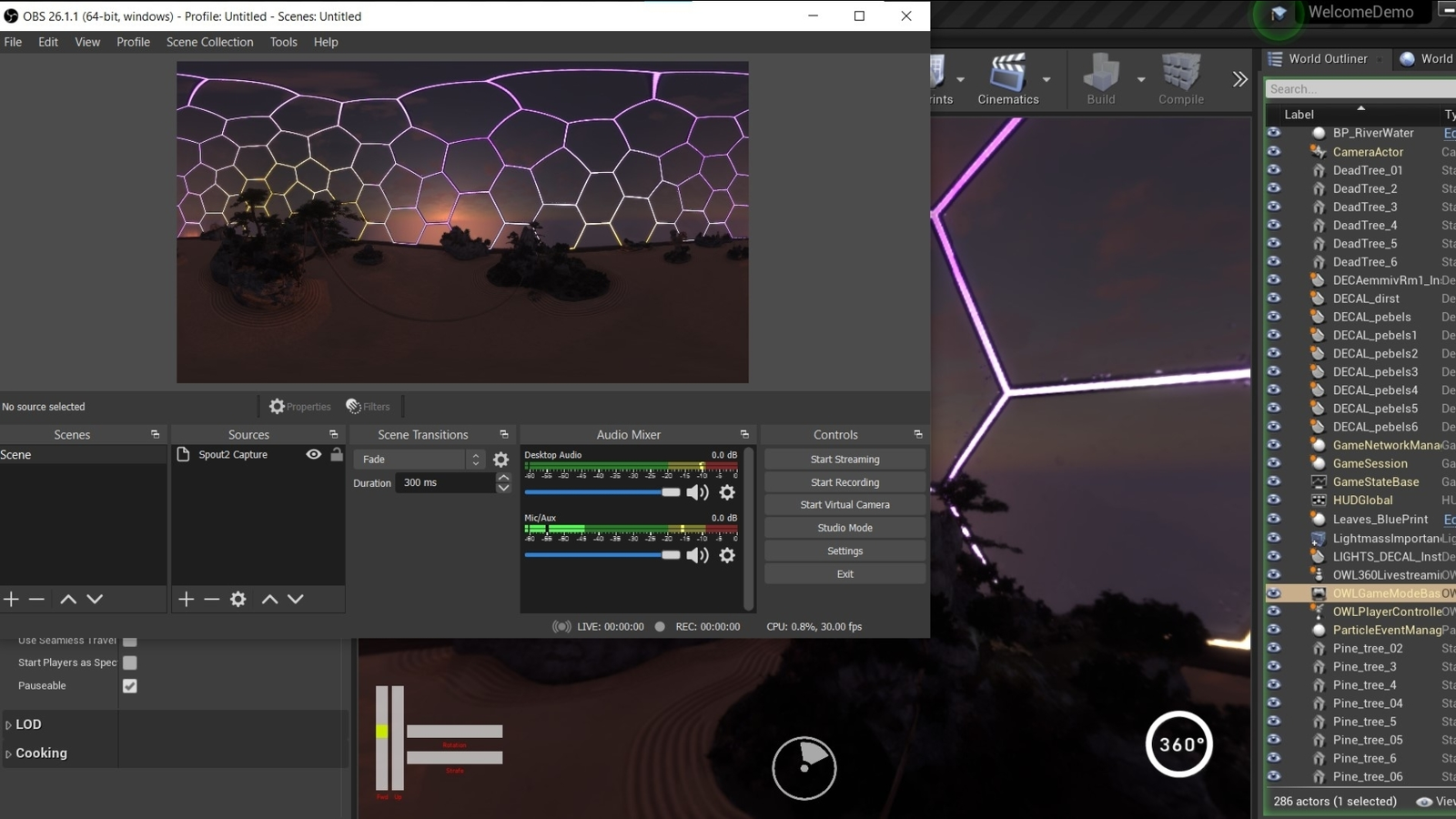 Unreal Engine 360 Degree Livestreaming Camera